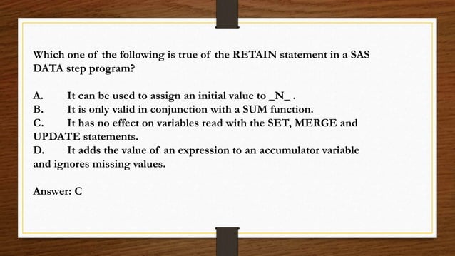 Sas interview practice question with answers | PPTX