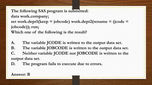 Sas interview practice question with answers | PPTX