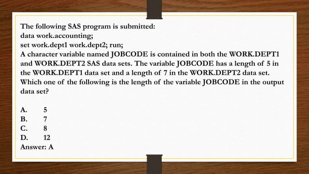 Sas interview practice question with answers | PPTX