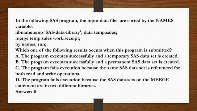 Sas interview practice question with answers | PPTX