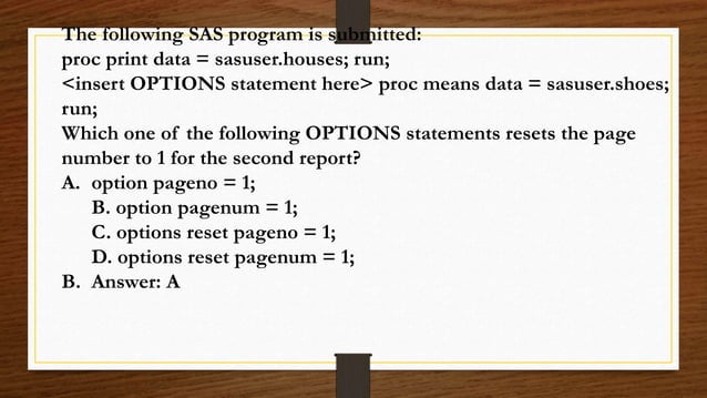 Sas interview practice question with answers | PPTX