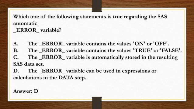 Sas interview practice question with answers | PPTX