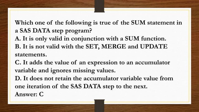 Sas interview practice question with answers | PPTX
