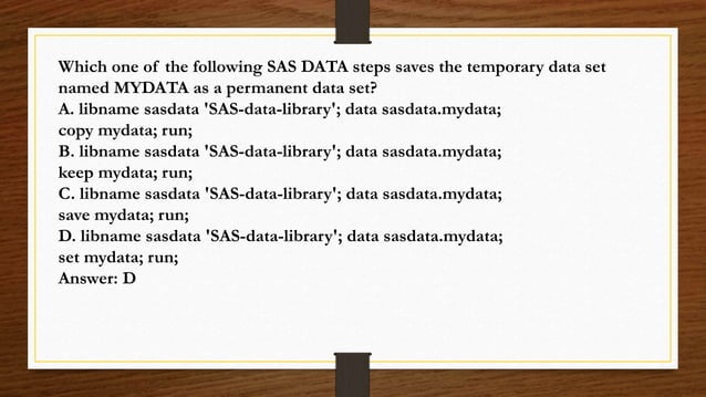 Sas interview practice question with answers | PPTX
