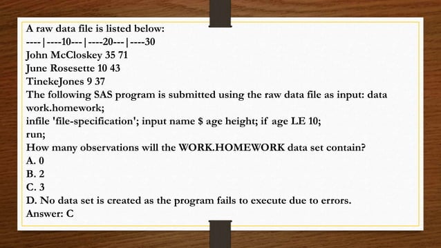 Sas interview practice question with answers | PPTX