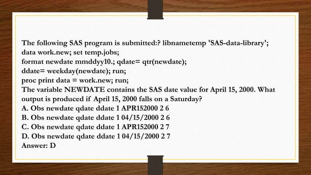 Sas interview practice question with answers | PPTX
