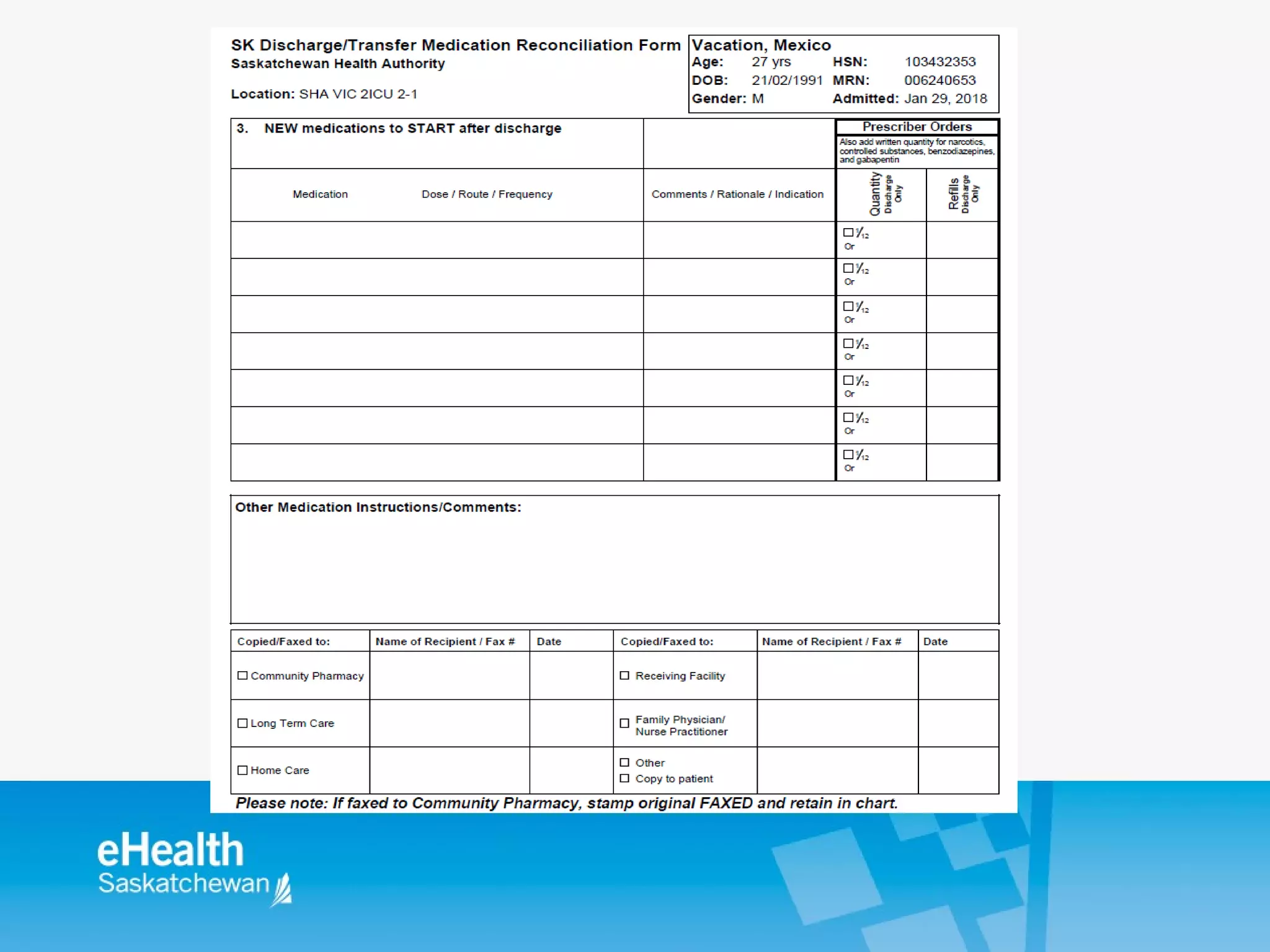 Saskatchewan Transfer Discharge Medication Reconciliation Form Overview ...