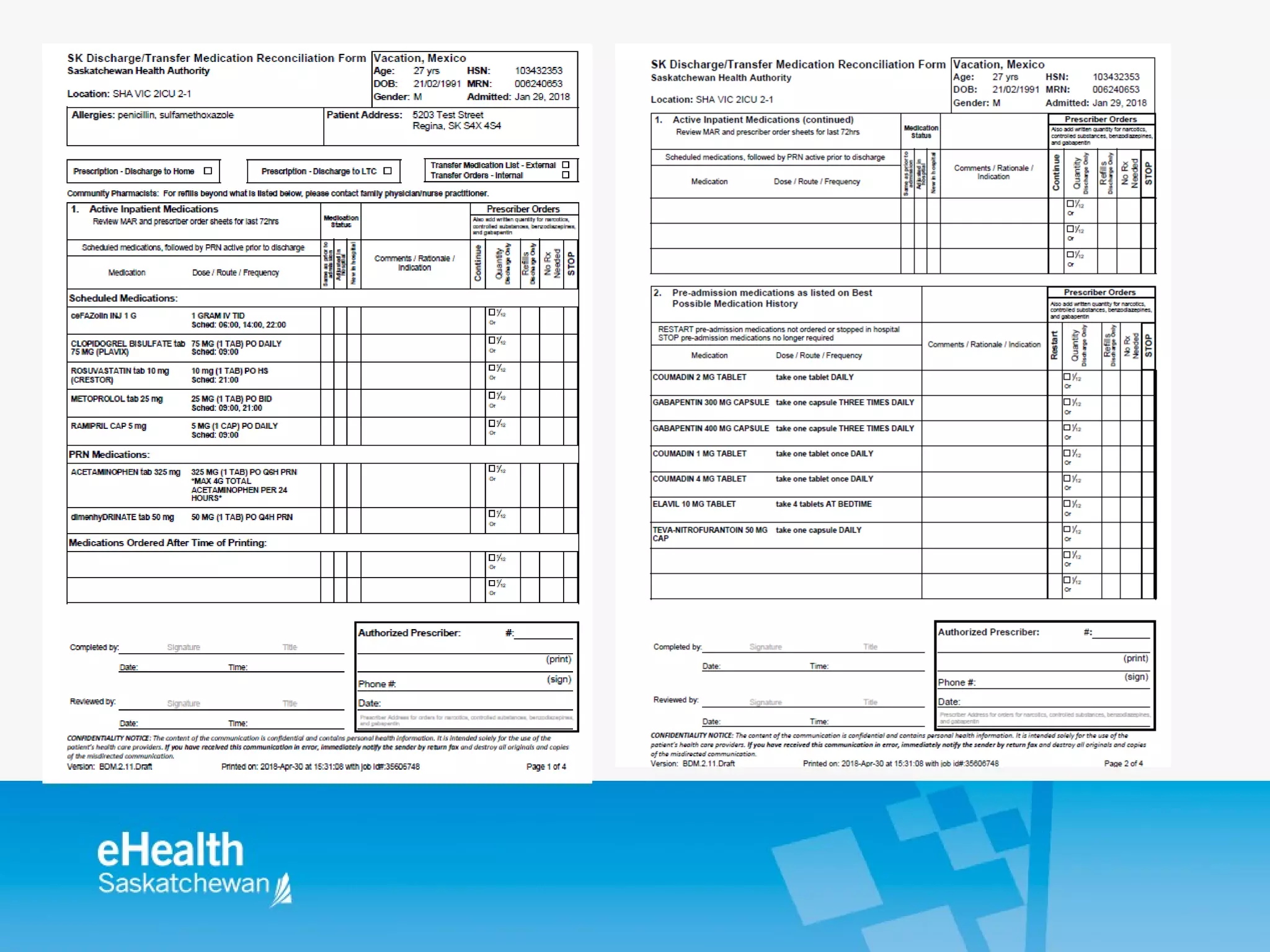 Saskatchewan Transfer Discharge Medication Reconciliation Form Overview ...