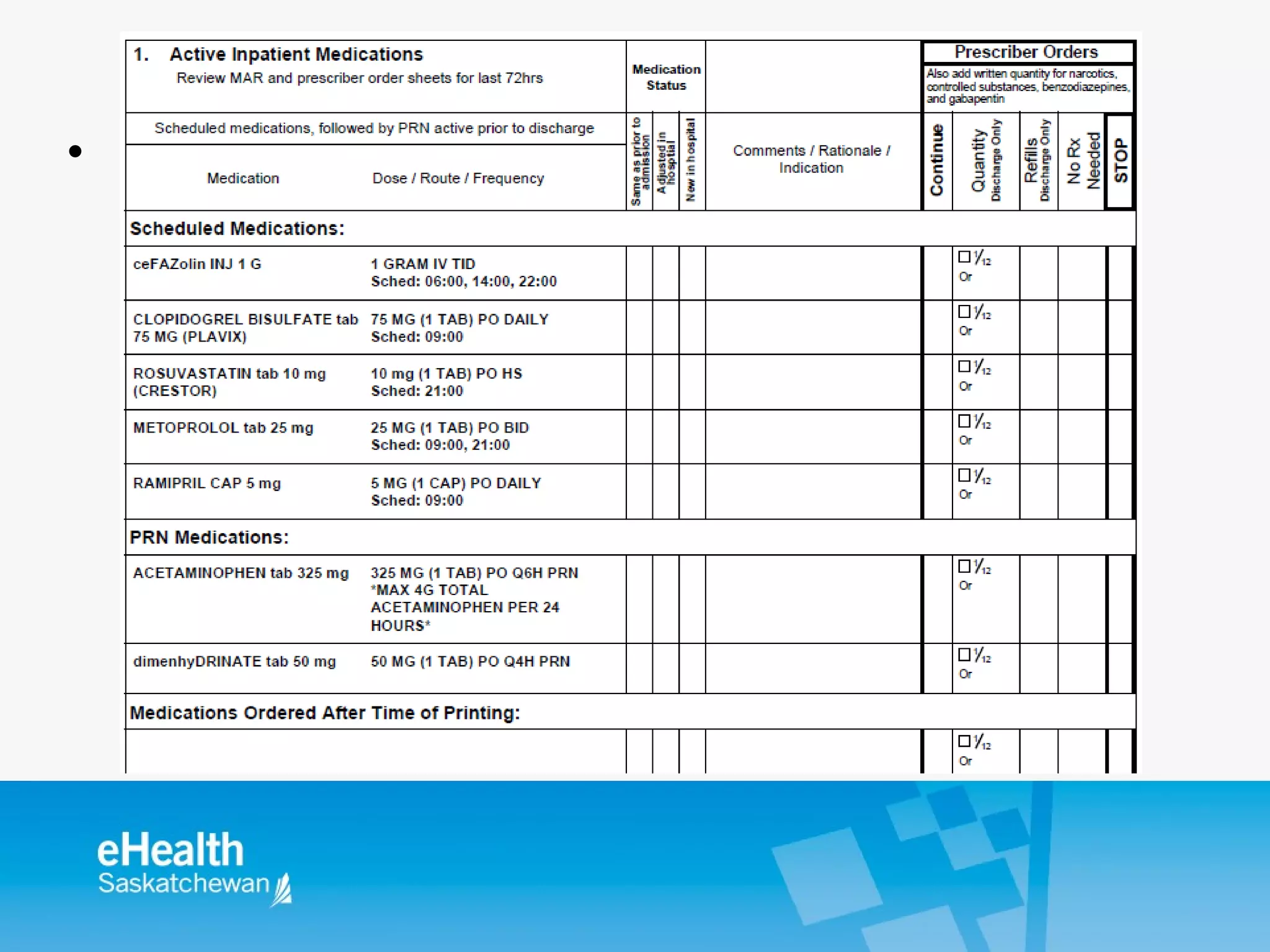 Saskatchewan Transfer Discharge Medication Reconciliation Form Overview ...