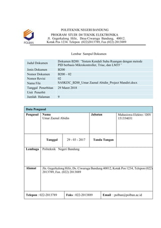 Sistem Kendali Digita_3C_B100-B600_Umar Zaenal Abidin_Project Mandiri | PDF