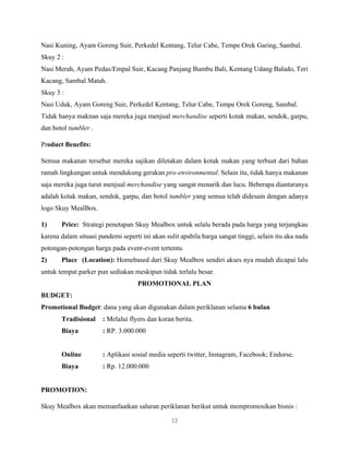 Bussines Idea Plan Skuy Meal Box | PDF