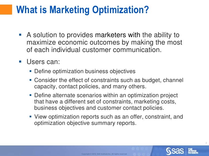 How marketing optimization works?