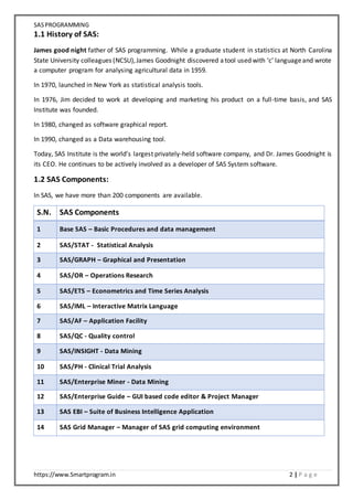 SAS Programming Notes | DOCX