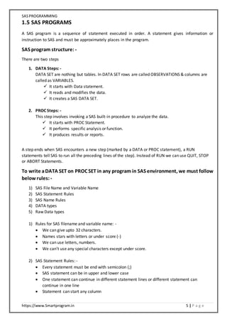 SAS Programming Notes | DOCX