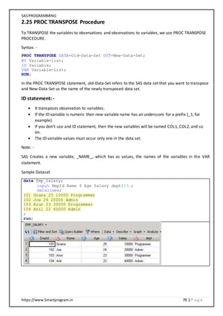 Proc Transpose In Sas