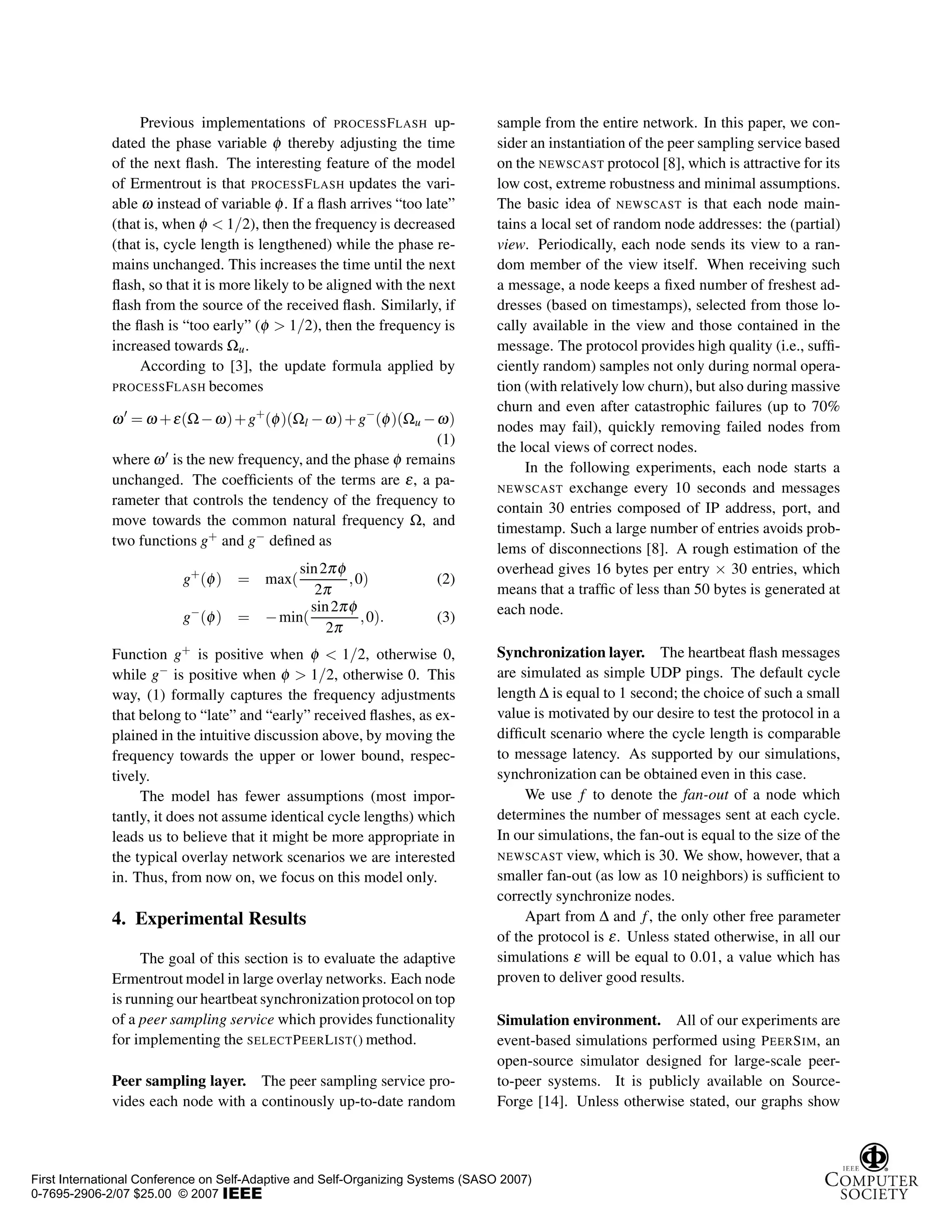 Fireﬂy-inspired Heartbeat Synchronization in Overlay Networks | PDF