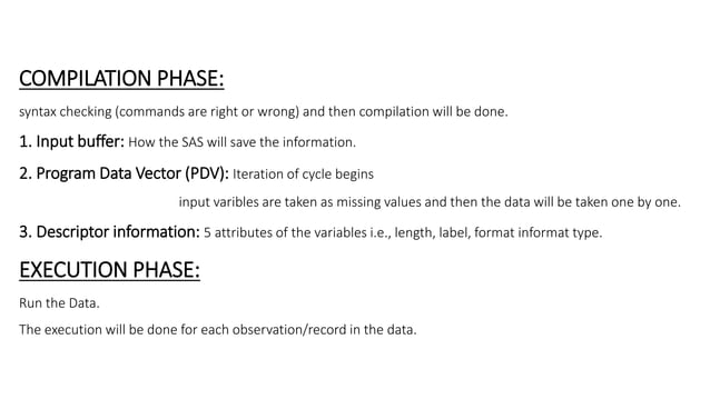 SAS DATA STEP PROCESS | PPTX | Programming Languages | Computing