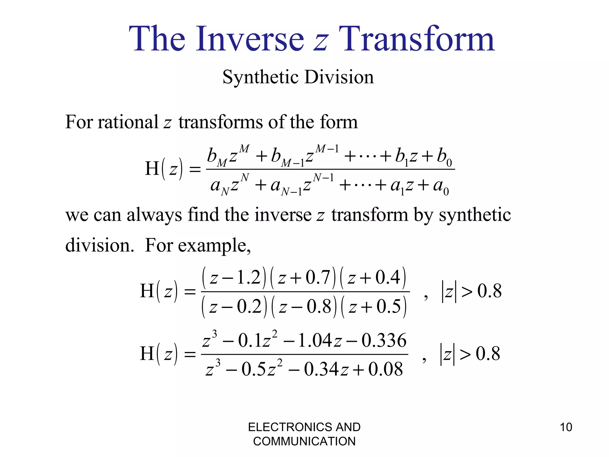signal & system inverse z-transform | PPT