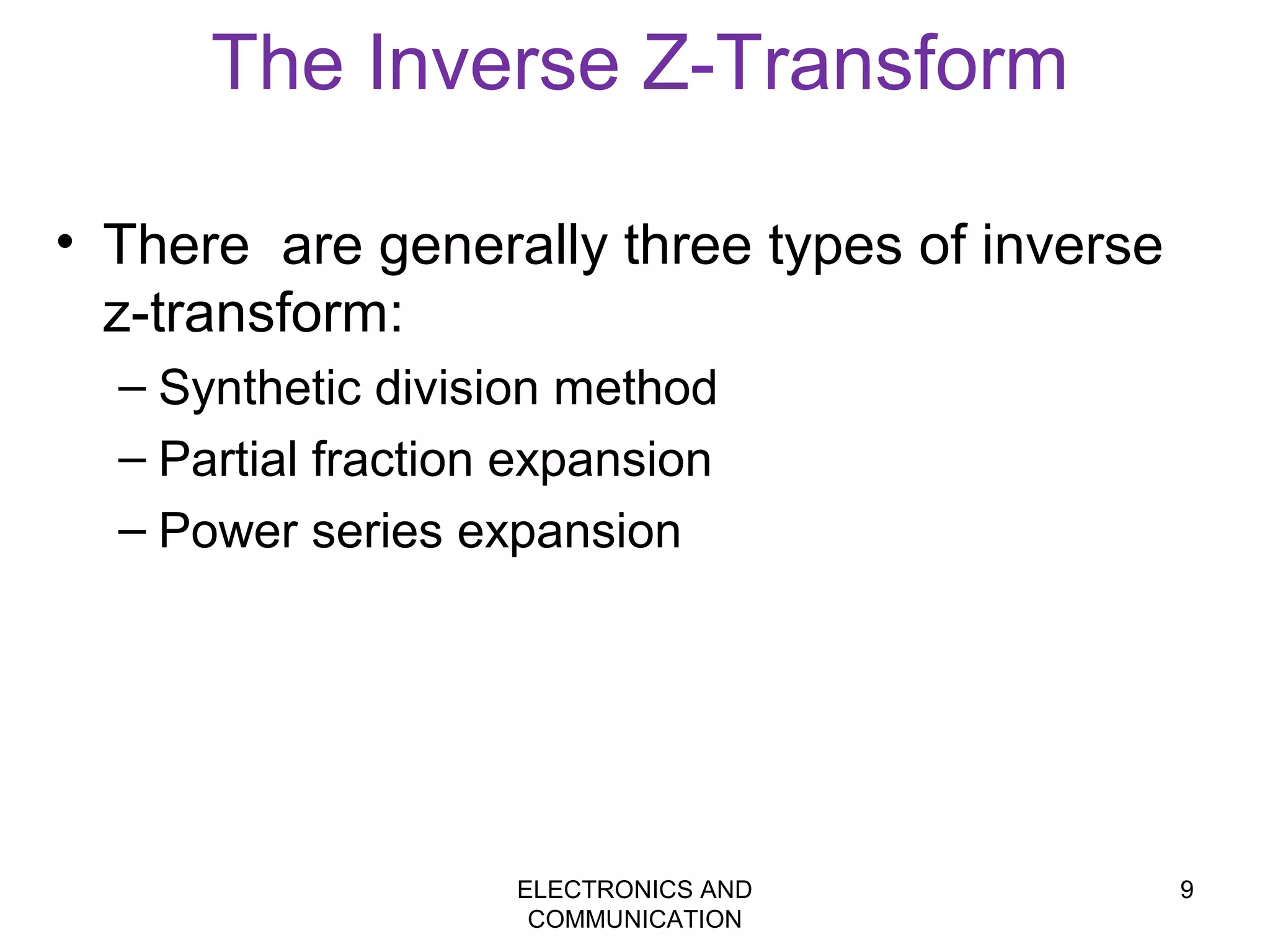 signal & system inverse z-transform | PPT