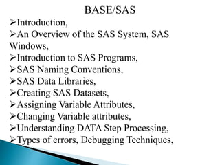 SAS Clinical Online Training | PPTX