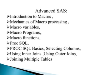 SAS Clinical Online Training | PPT