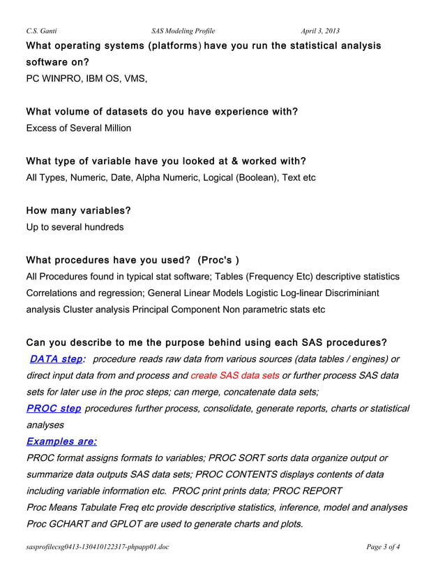Sas profile csg_0413 | DOC | Databases | Computer Software and Applications