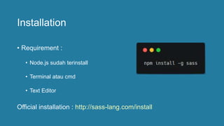 Sass Beginner Guide | PPT