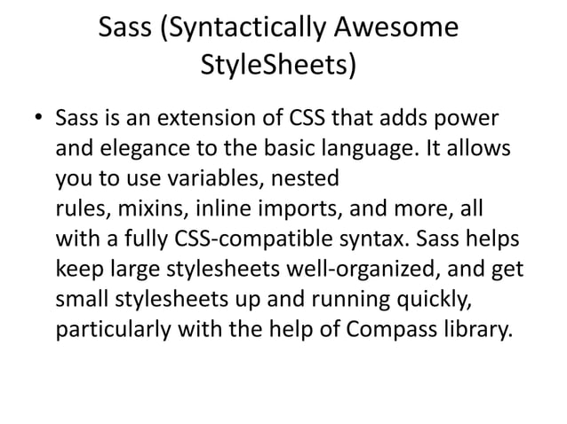 Sass and Compass short presentation | PPTX