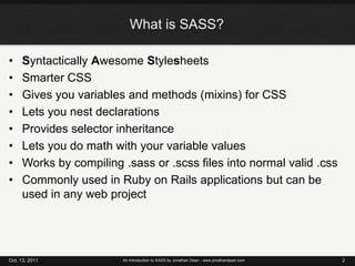 Introduction to SASS | PPTX
