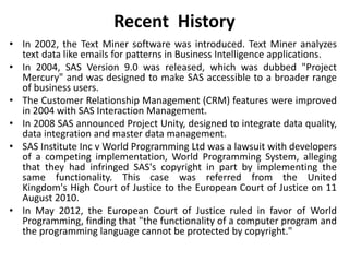 SAS - Statistical Analysis System | PPTX