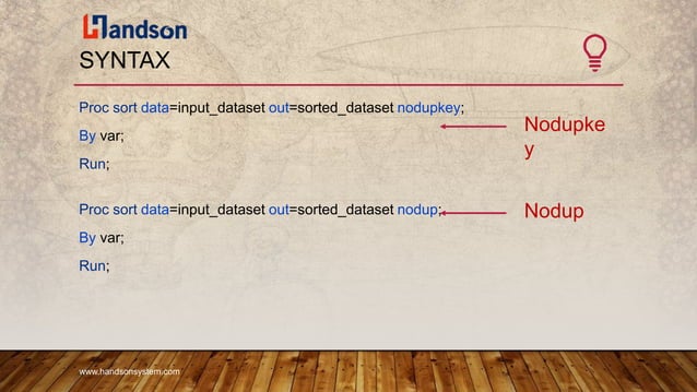 Sas Tutorial Sorting Datapptx
