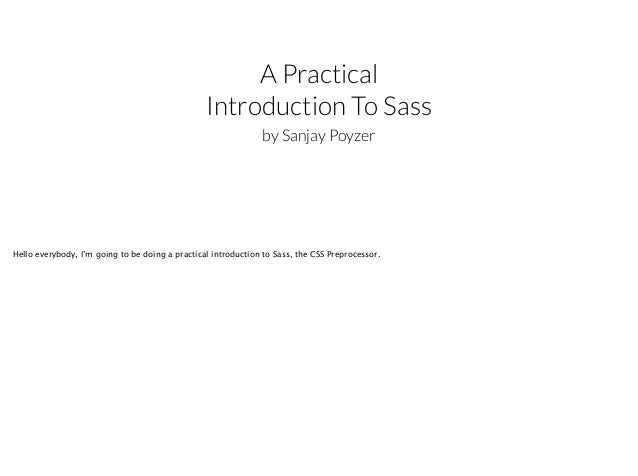 Introduction To Sass