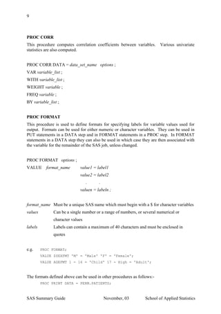 Sas summary guide | PDF