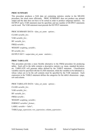 Sas summary guide | PDF