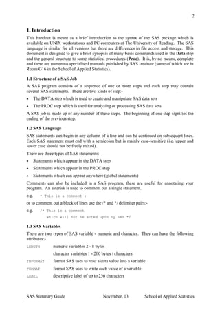 Sas summary guide | PDF