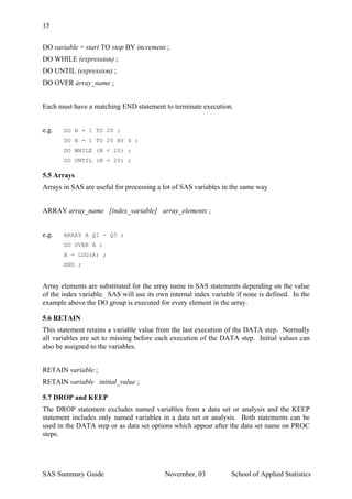Sas summary guide | PDF