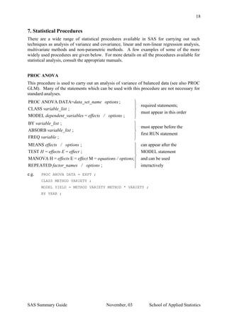 Sas summary guide | PDF