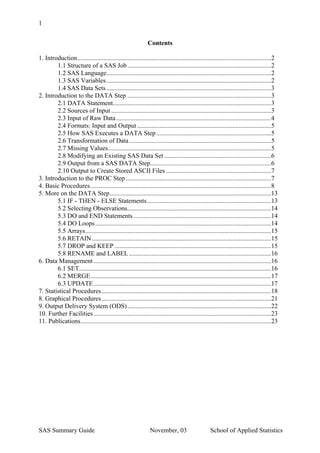 Sas summary guide | PDF