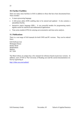 Sas summary guide | PDF
