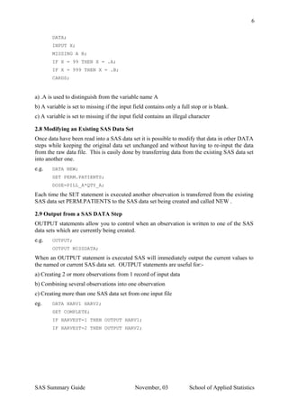 Sas summary guide | PDF