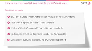 SAST Authorization Management: How to integrate your SoD analysis into the SAP cloud apps ...