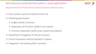 SAST Authorization Management: How to integrate your SoD analysis into the SAP cloud apps ...
