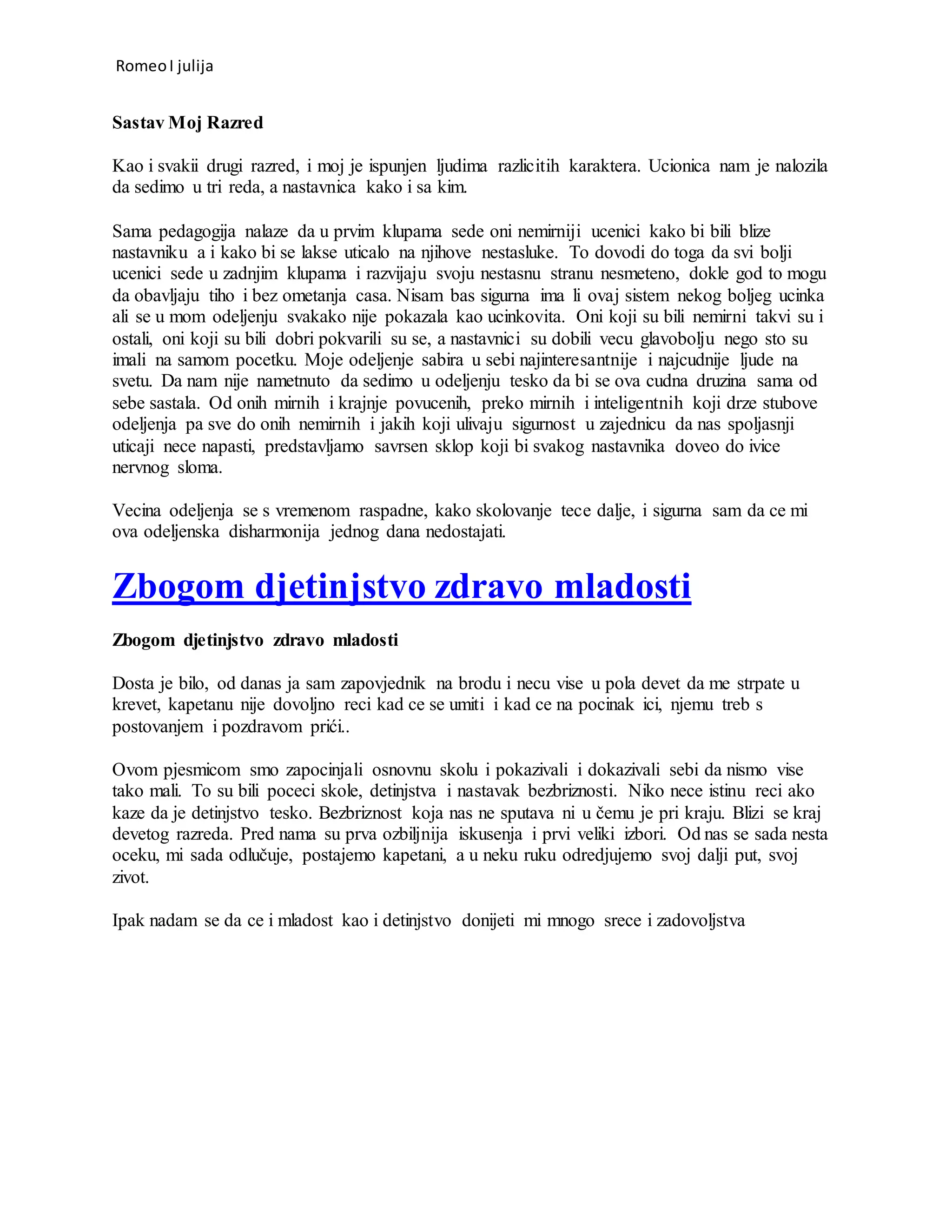 Sastav moj razred | DOCX