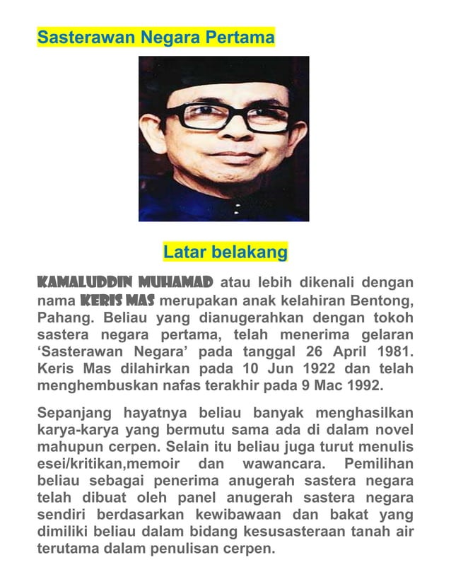 Sasterawan negara pertama | DOCX