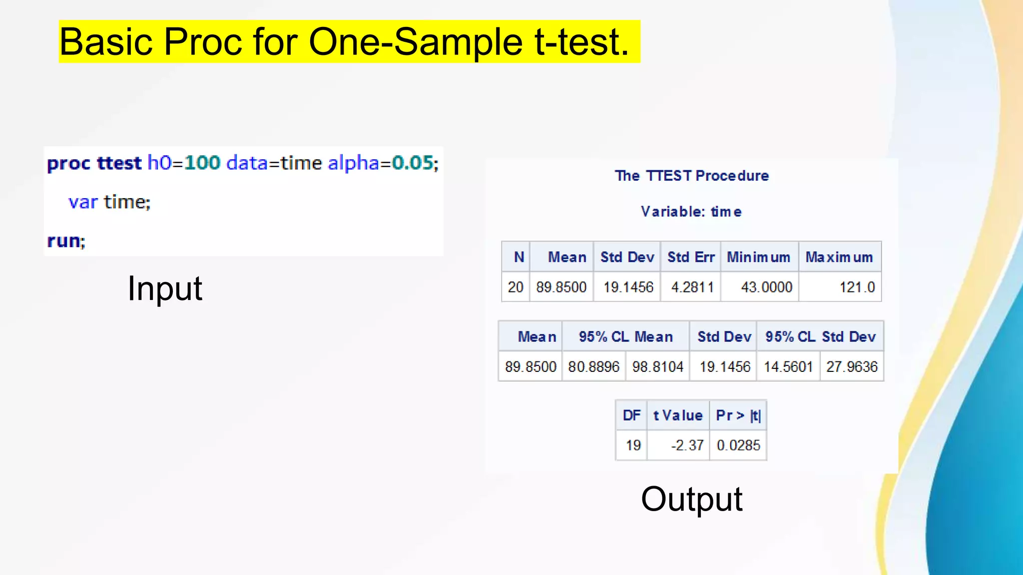 SAS Ttest Procedure.pptx | Programming Languages | Computing