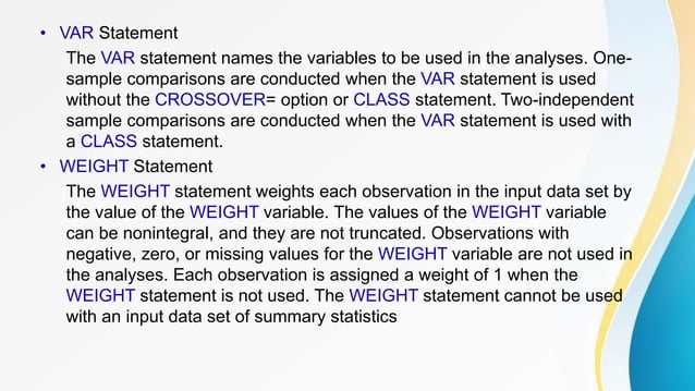 Sas Ttest Procedurepptx Programming Languages Computing 7821