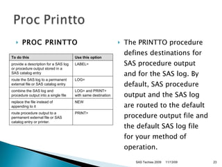 Utility Procedures in SAS | PPT