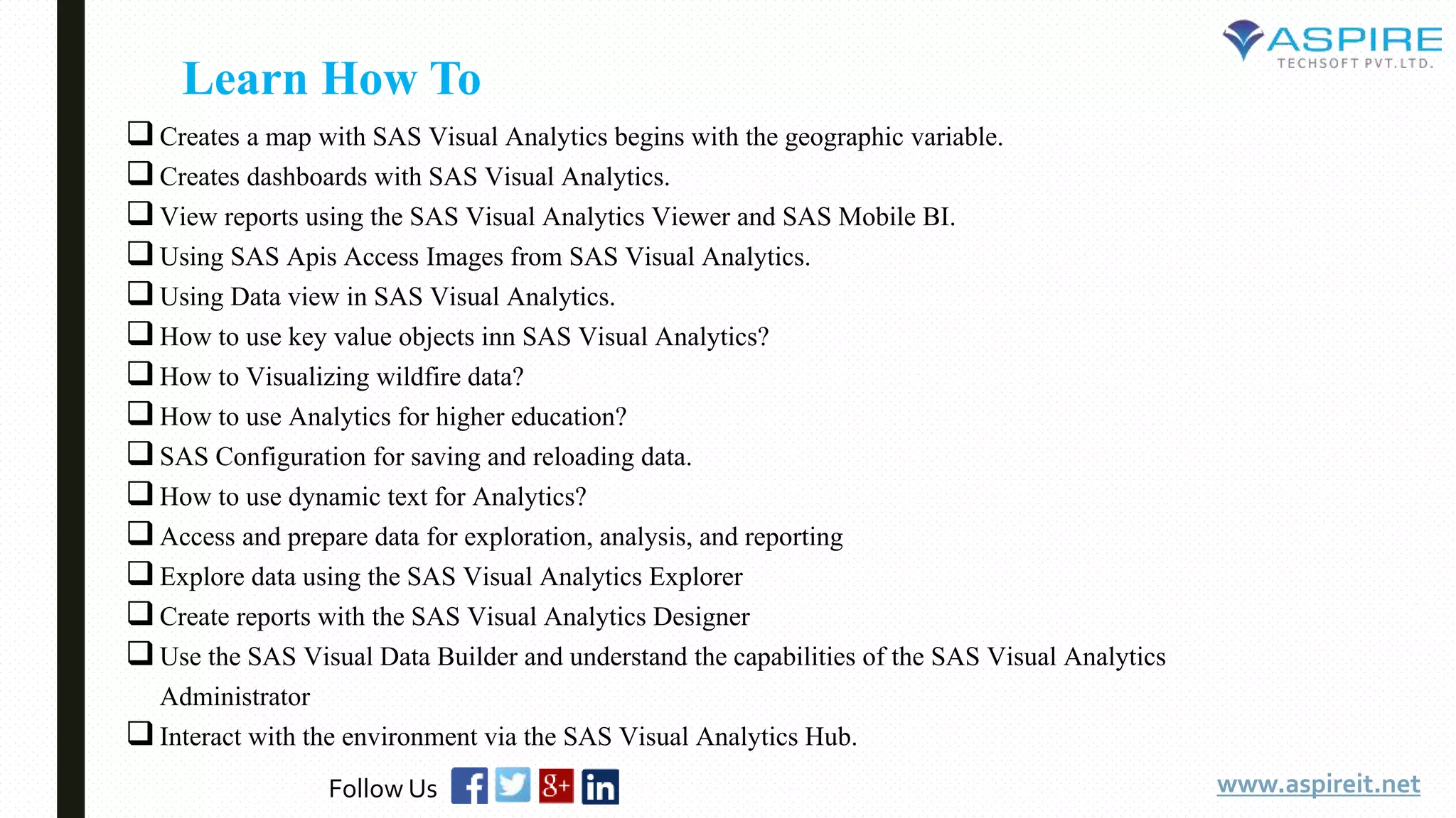 SAS Certified Visual Analytics | Aspire | PPTX