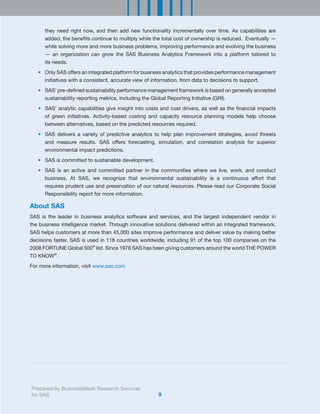 SAS White Paper On Sustainability | PDF