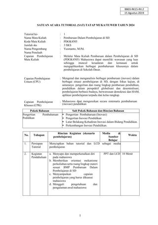 Satuan Acara Tutorial Mata Kuliah Pembaruan | DOCX